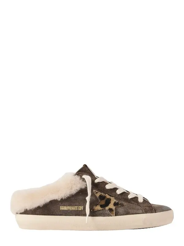 GOLDEN GOOSE Super-star Sabot Shearling-lined Slip-on Sneakers - Brown