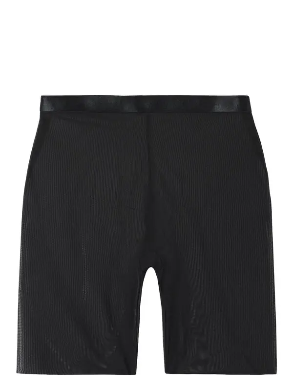 Spanx Smooth Ribbed Stretch-mesh Shorts - Black