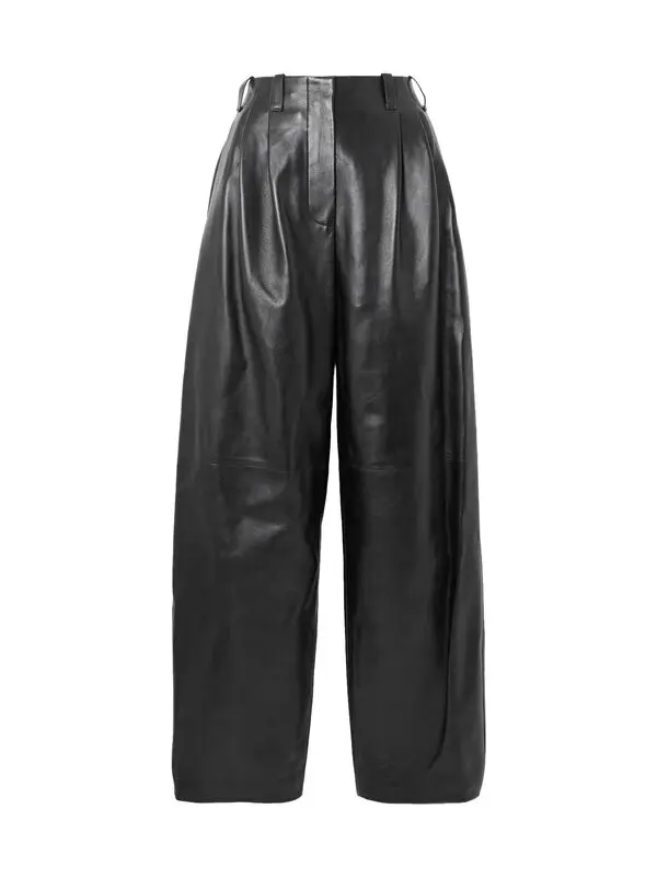 Givenchy Pleated Leather Barrel-leg Pants - Black