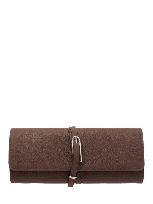 LIFFNER Belted Textured-leather Clutch - Brown