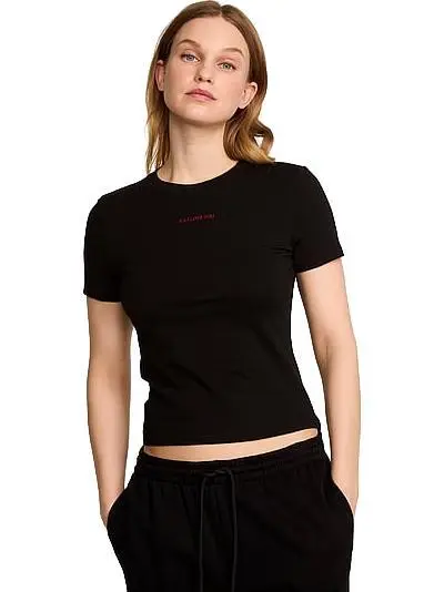 Victoria's Secret Angel Essentials Stretch Cotton Fitted Tee - Black
