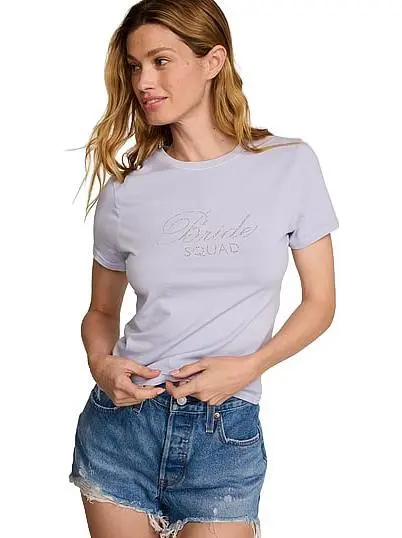 Victoria's Secret Angel Essentials Bridal Stretch Cotton Fitted Tee - Purple
