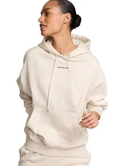 Victoria's Secret Angel Essentials Iconic Fleece Relaxed Hoodie - Beige