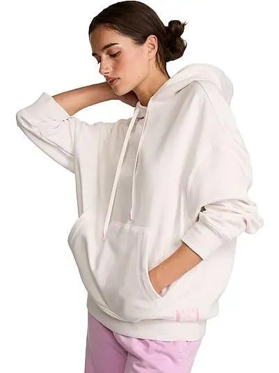 Victoria's Secret Angel Essentials Iconic Fleece Relaxed Hoodie - White,ivory