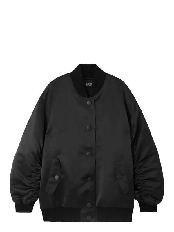 Dolce & Gabbana Debossed Shell Bomber Jacket - Black