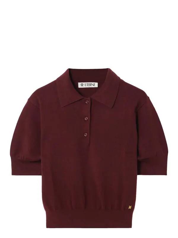 Eterne Journey Embellished Cashmere Polo Shirt - Burgundy