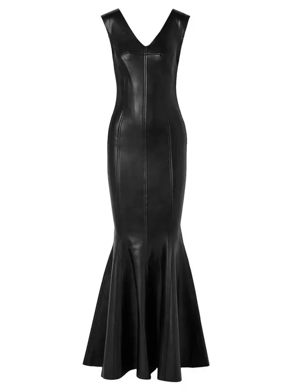 Norma Kamali Grace Paneled Vegan Gown - Black