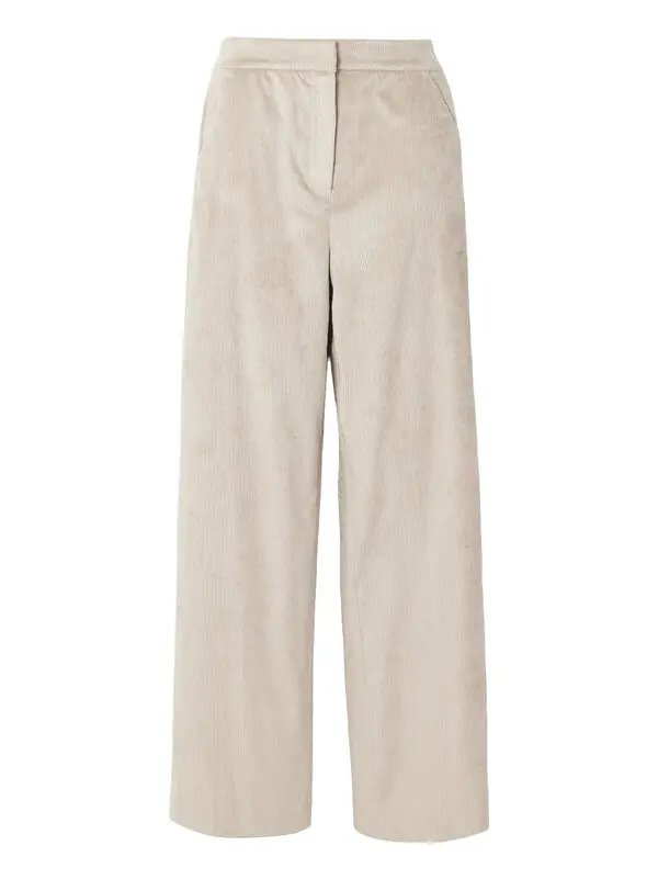 Veronica Beard Grigore Cotton-blend Corduroy Wide-leg Pants - Neutrals