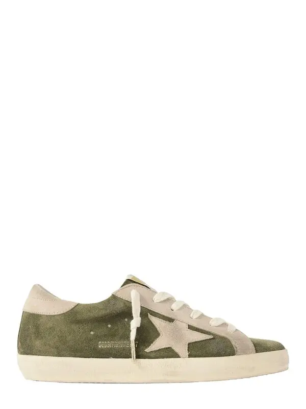 GOLDEN GOOSE Super-star Distressed Suede Sneakers - Green