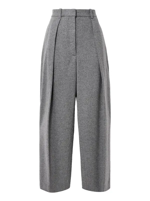 Victoria Beckham Pleated Wool And Cashmere-blend Tapered Trousers - Gray