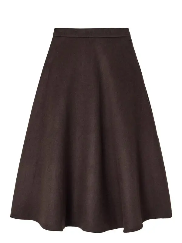RÓHE Recycled Wool-blend Felt Midi A-line Skirt - Brown