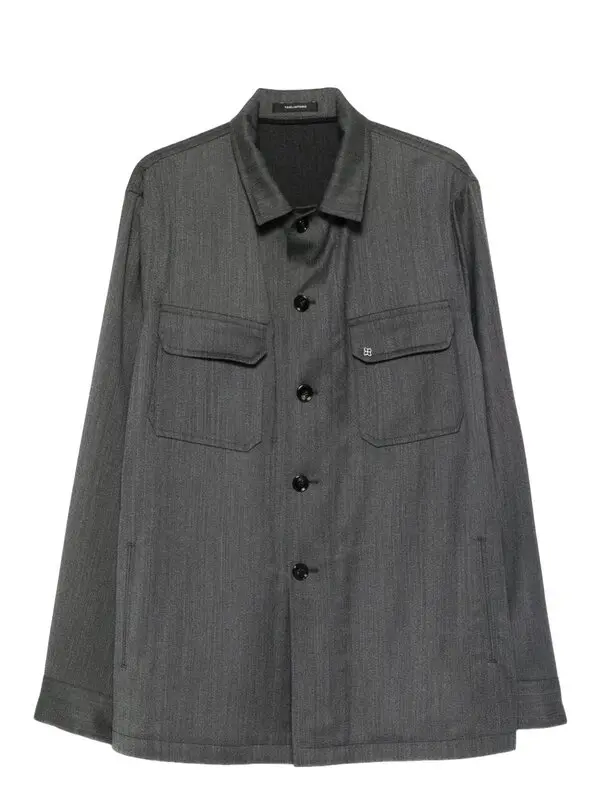 Tagliatore Logo Appliqué Shirt Jacket - Grey