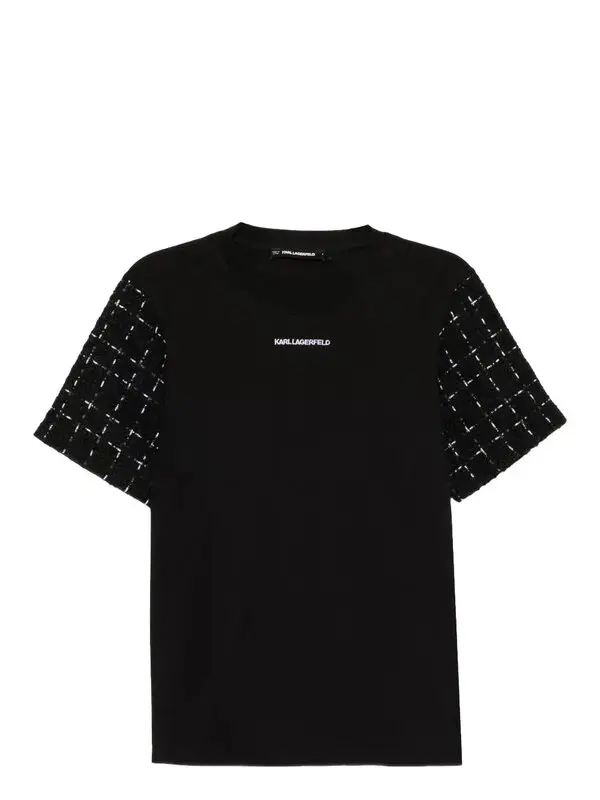Karl Lagerfeld Logo-embroidered Bouclé T-shirt - Black