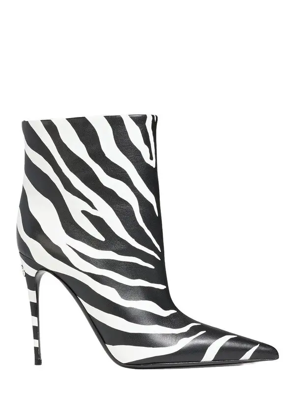 Dolce & Gabbana Zebra-print Leather Ankle Boots - Black