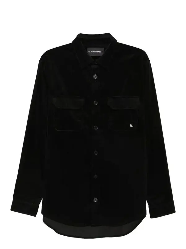 Karl Lagerfeld Logo-patched Corduroy Overshirt - Black