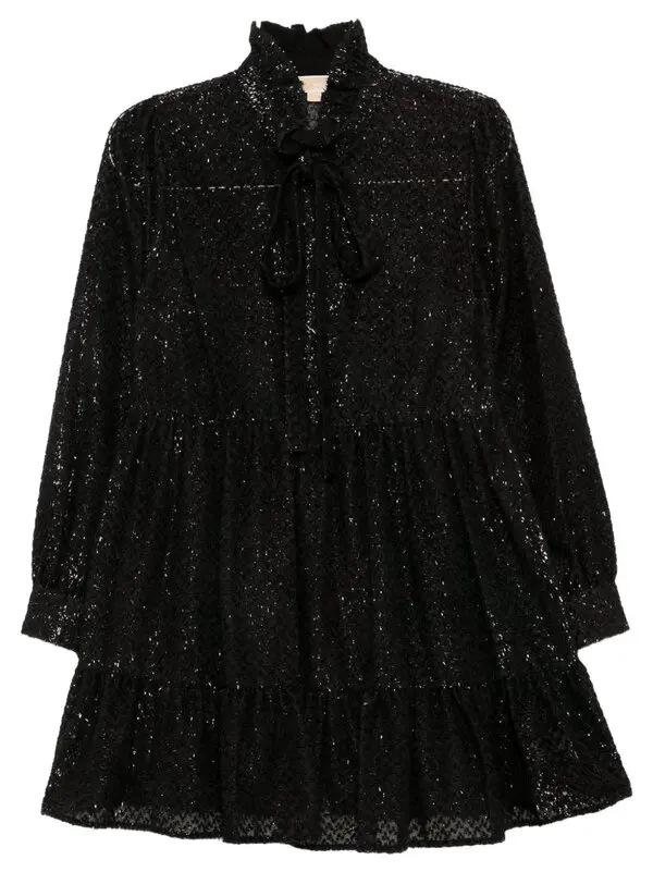 Michael Kors Metallic-clip Jacquard Mini Dress - Black