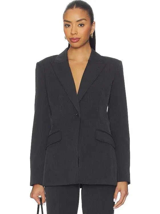 Good American Essential Suiting Sculpted Blazer - Dark Heather Gray