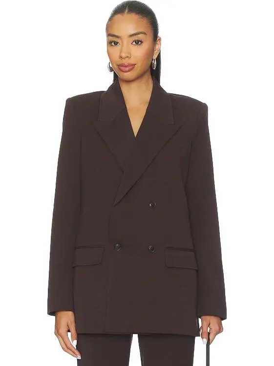 Good American Essential Suiting Oversized Blazer - Dark Chocolate