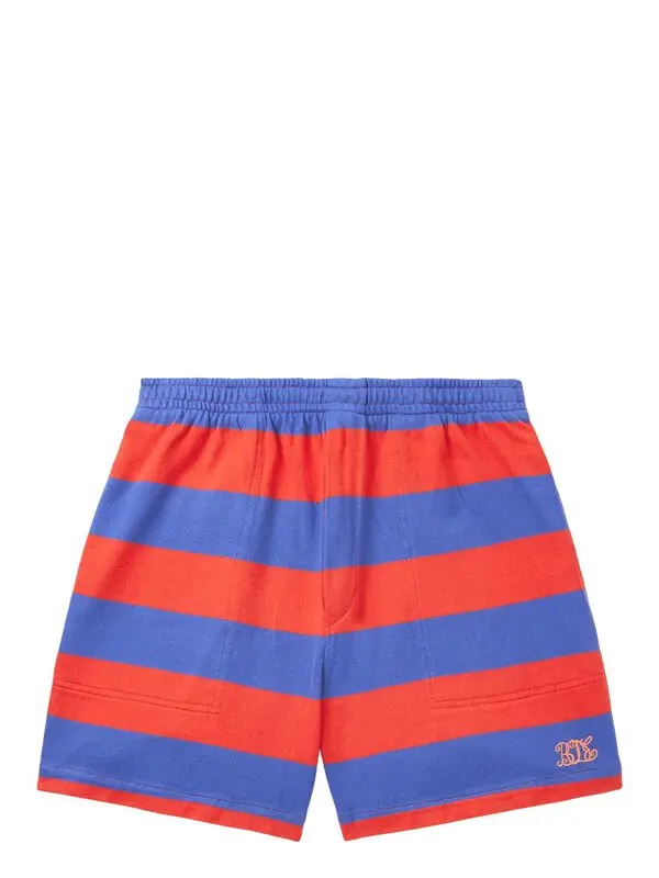 BODE Clubhouse Wide-leg Striped Cotton-jersey Shorts - Red