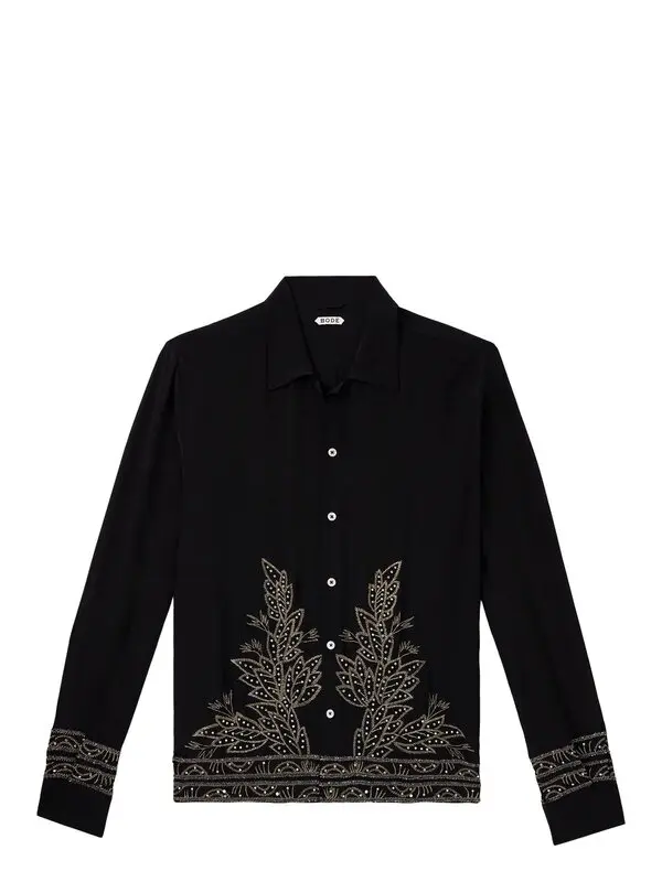 BODE Embellished Silk Shirt - Black