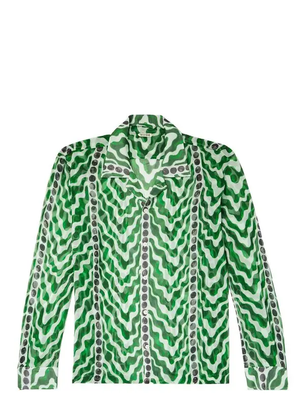 BODE Serpentine Printed Silk Shirt - Green