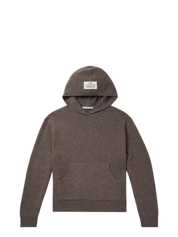 Acne Studios Logo-appliquéd Cashmere-blend Hoodie - Brown