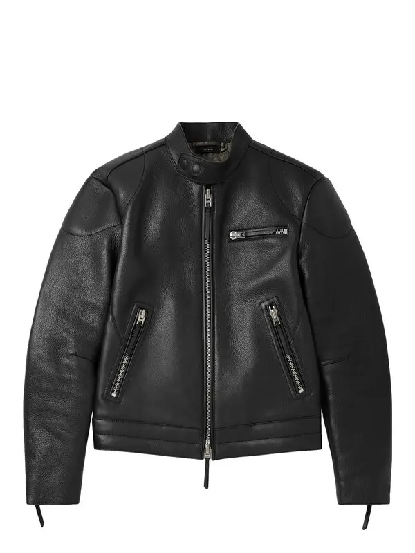 TOM FORD Slim-fit Full-grain Leather Jacket - Black