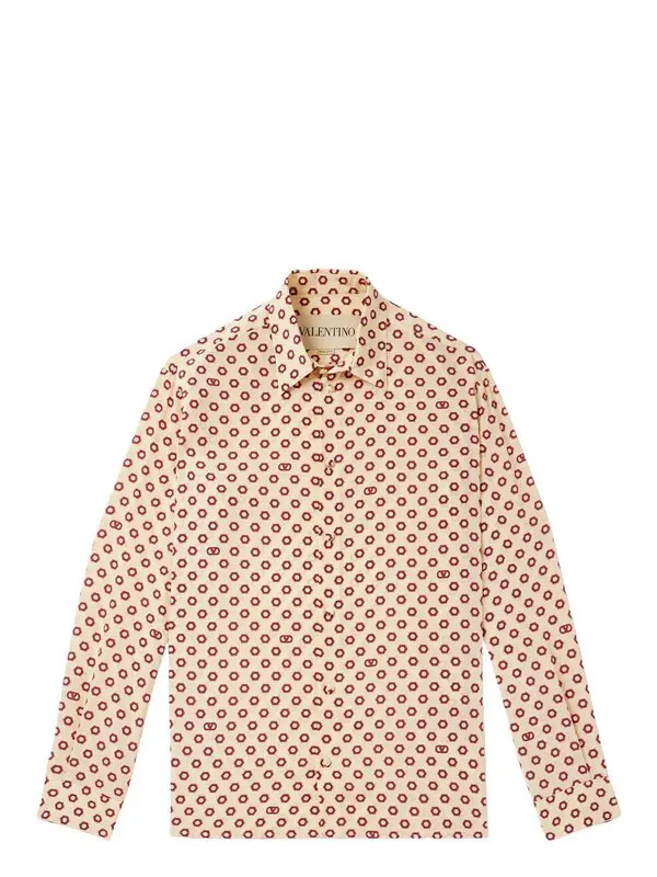 Valentino Garavani Printed Silk Crepe De Chine Shirt - Neutrals