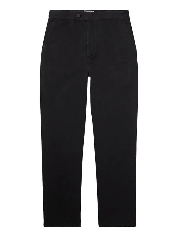 Mr P. Mike Straight-leg Cotton And Linen-blend Trousers - Black