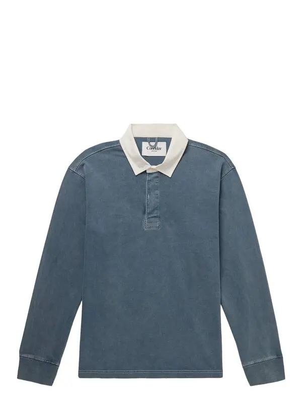 CORRIDOR Rugby Cotton-jersey Polo Shirt - Blue