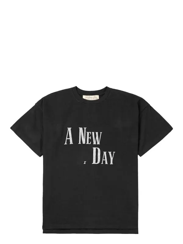 REMI RELIEF A New Day Logo-print Cotton-jersey T-shirt - Black