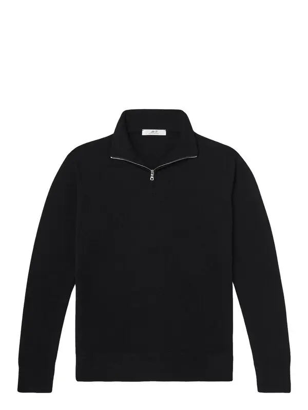 Mr P. James Cashmere Half-zip Sweater - Black