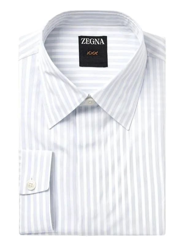 Zegna Striped Cotton Shirt - White