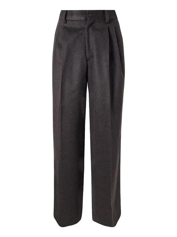 SSSTEIN Wide-leg Pleated Cashmere Trousers - Brown