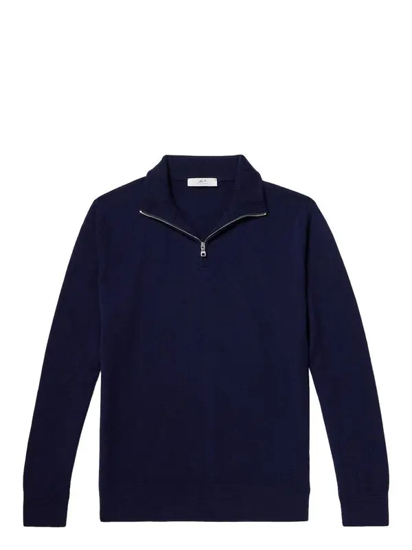 Mr P. James Cashmere Half-zip Sweater - Blue