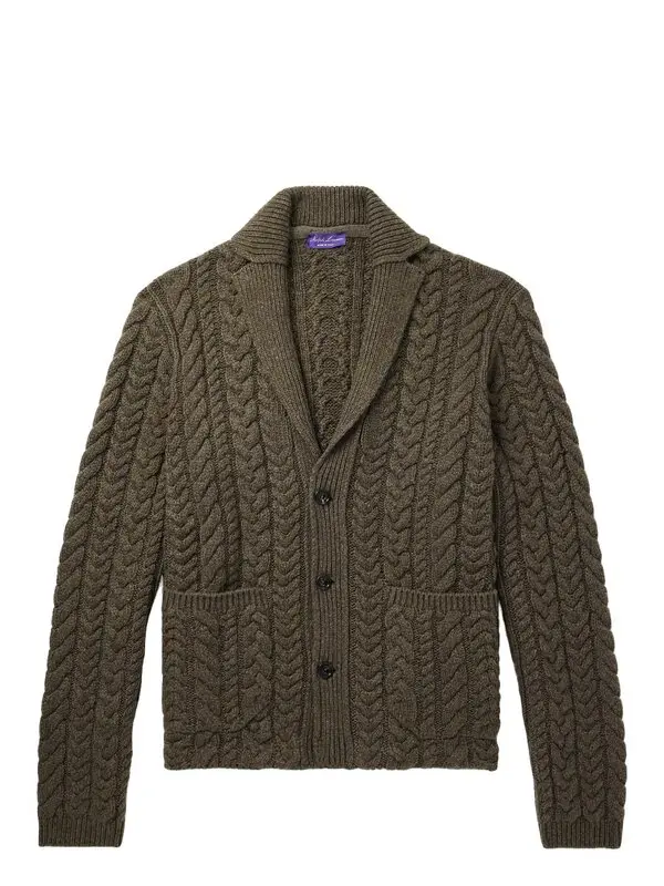 Ralph Lauren Purple Label Cable-knit Cashmere Cardigan - Green