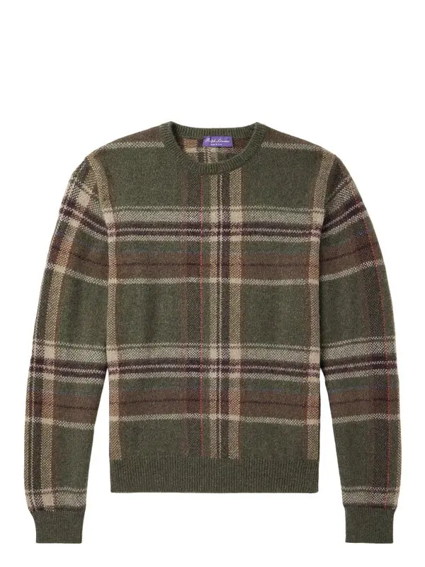 Ralph Lauren Purple Label Checked Alpaca-blend Sweater - Green