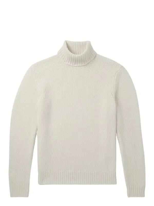 Ralph Lauren Purple Label Ribbed Cashmere Rollneck Sweater - Neutrals