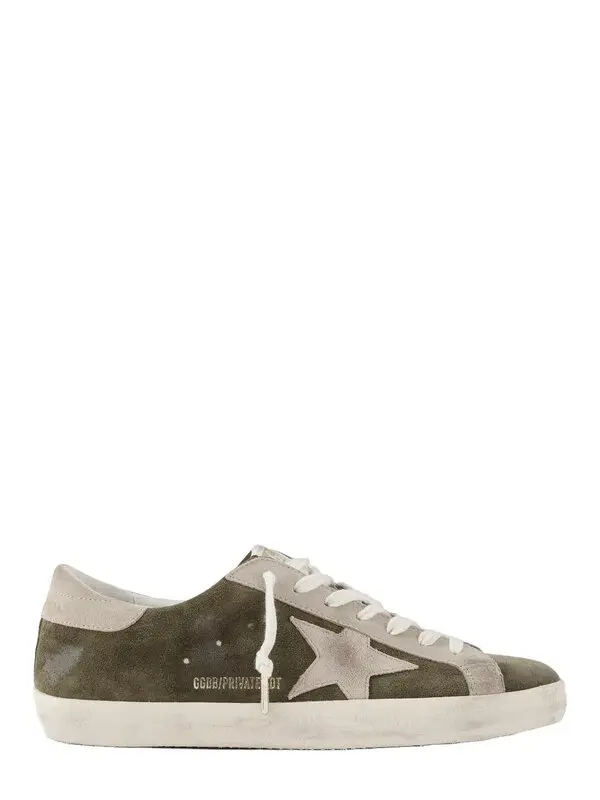 Golden Goose Super-star Private Edition Distressed Suede Sneakers - Green