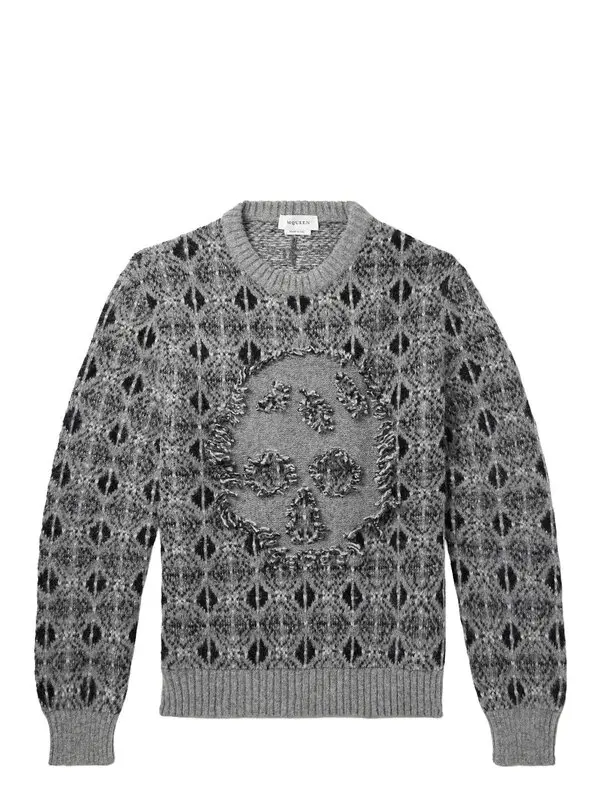 Alexander McQueen Fair Isle Knitted Sweater - Gray