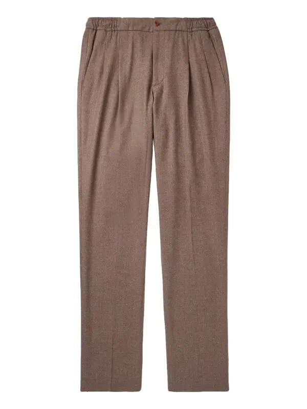 Rubinacci Leisure Straight-leg Wool-flannel Trousers - Brown