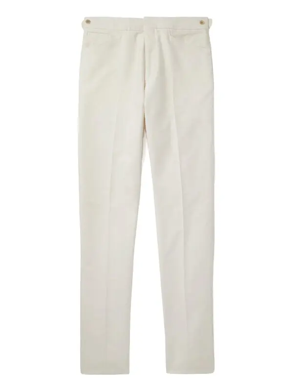 Ralph Lauren Purple Label Slim-leg Cotton-moleskin Trousers - Neutrals