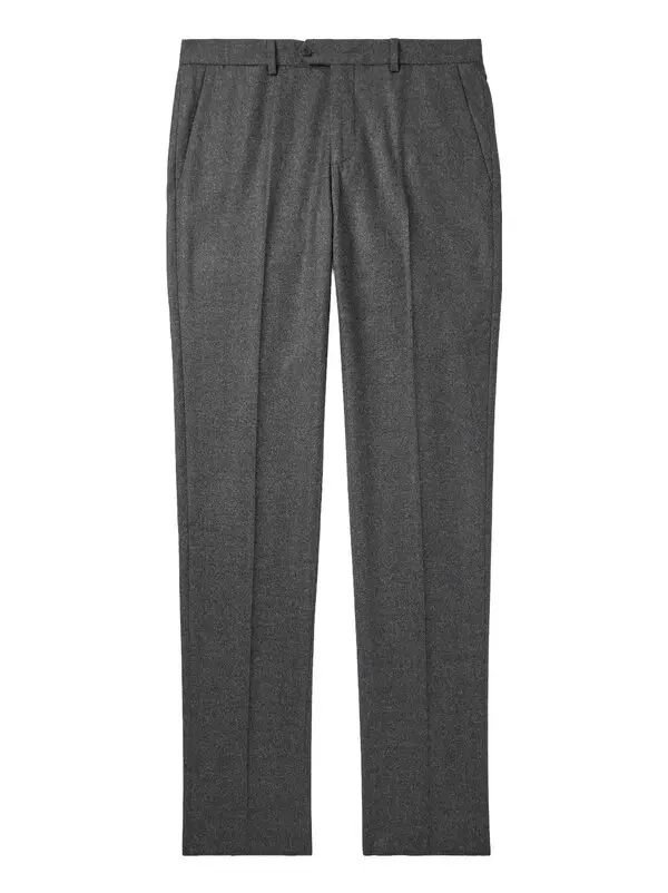 Rubinacci Luca Slim-fit Tapered Wool-flannel Trousers - Gray