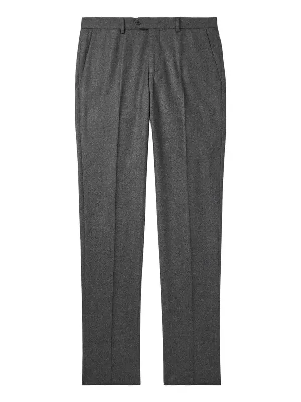 Rubinacci Luca Slim-fit Tapered Wool-flannel Trousers - Gray