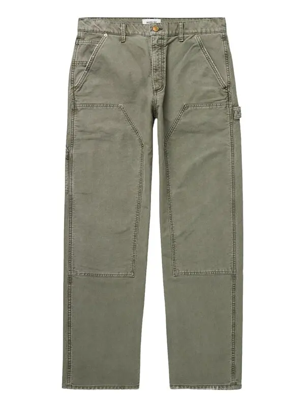 AGOLDE Layton Straight-leg Cotton-canvas Trousers - Gray