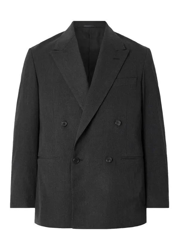 A.PRESSE Double-breasted Wool Blazer - Gray