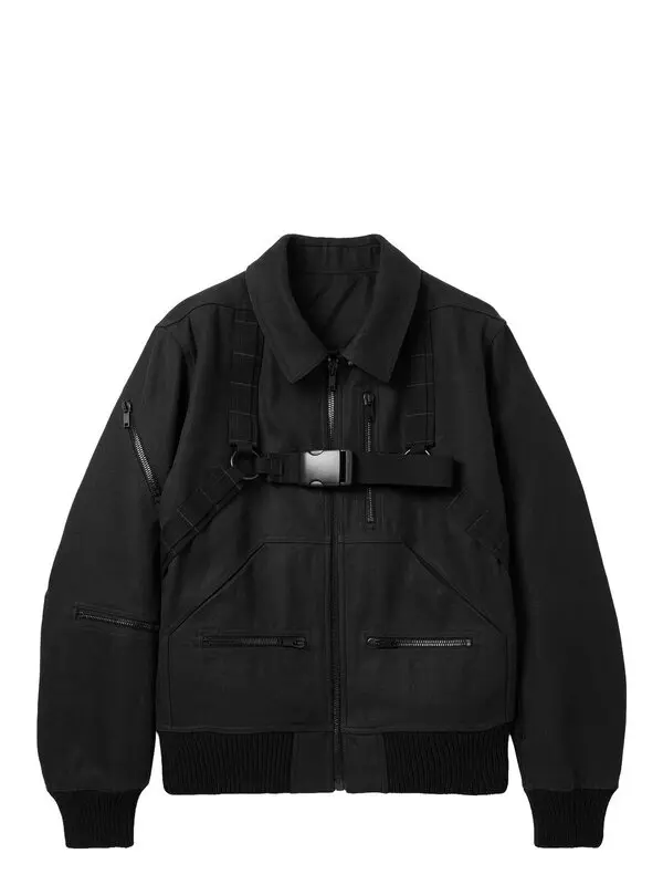 Rick Owens Belted Linen And Wool-blend Bomber Jacket - Black