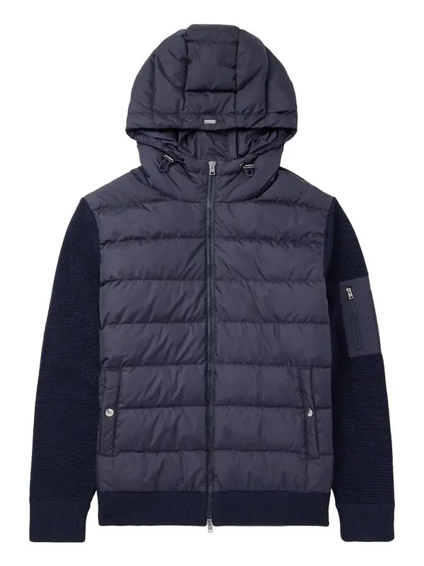 Herno Wool-sleeve Hooded Down Jacket - Blue