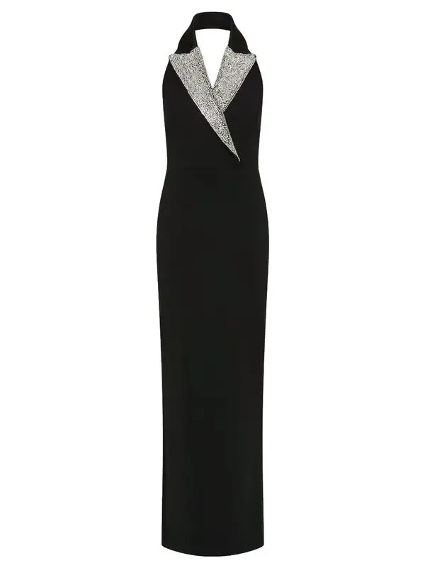 Rebecca Vallance Alistair Embellished Halterneck Gown - Black