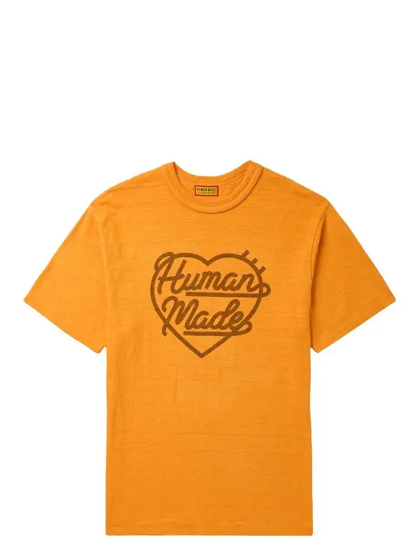 HUMAN MADE Logo-print Cotton-jersey T-shirt - Orange